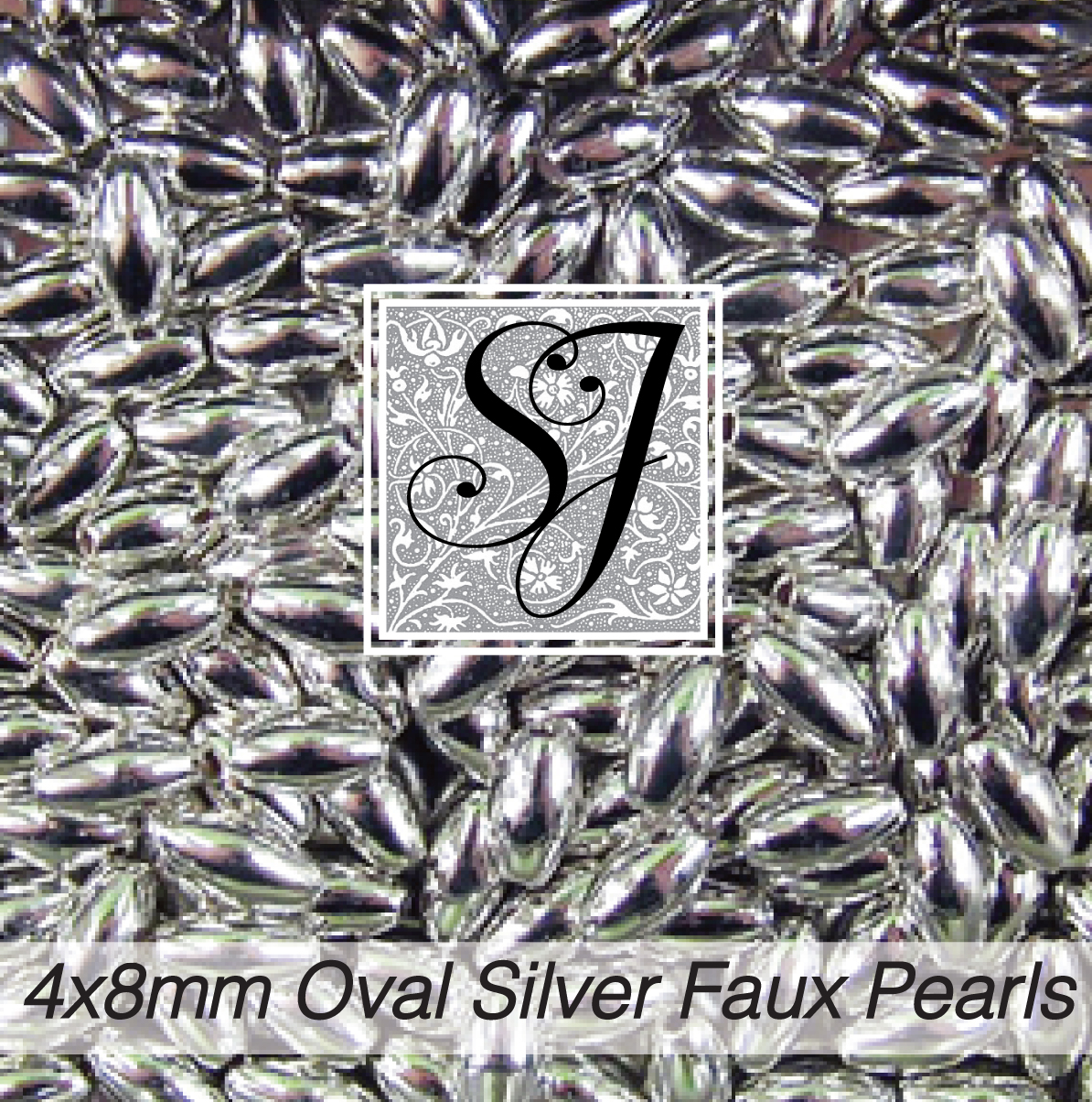 4x8mm Oval Silver Faux Pearls | SJ Designs