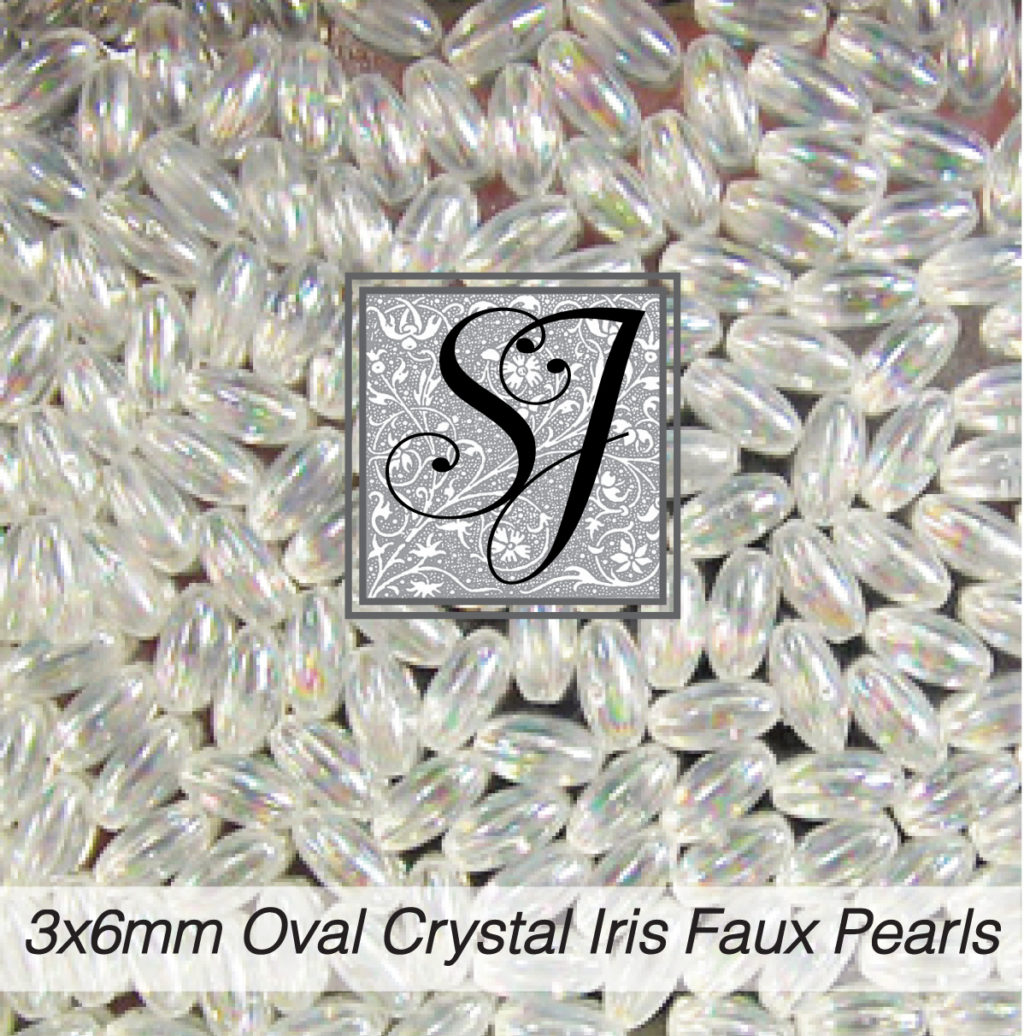 3x6mm Oval Crystal Iris Faux Pearlslimited stock | SJ Designs