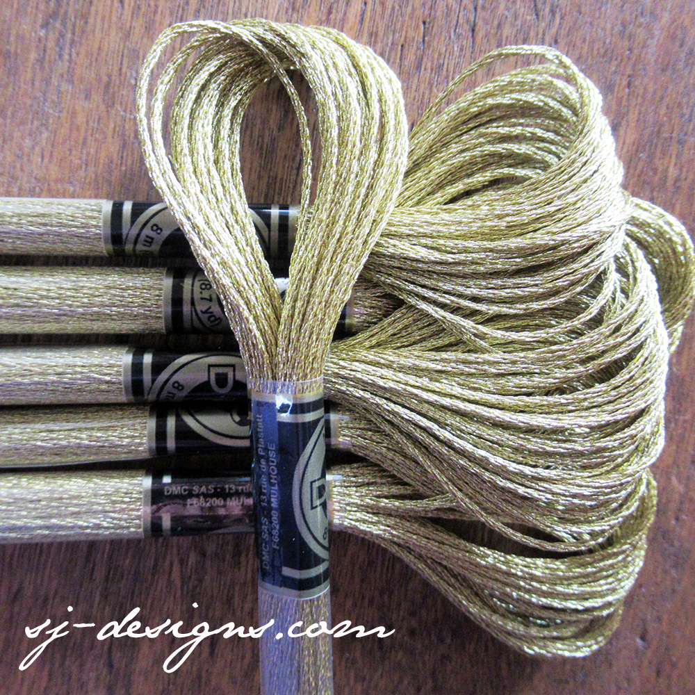 DMC 6-ply Gold metallic floss | SJ Designs