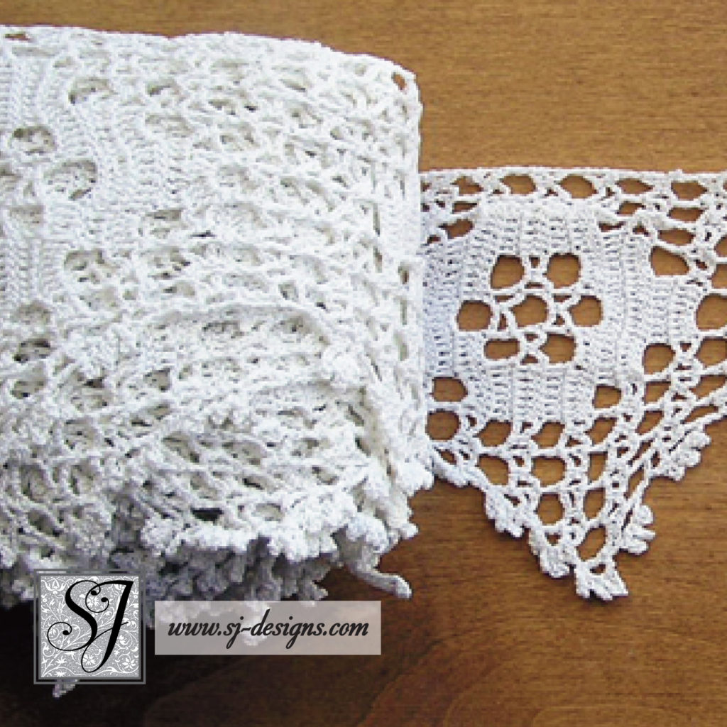 vintage filet crochet edging 3-1/2″ deep by 4-1/2 yards long | SJ Designs