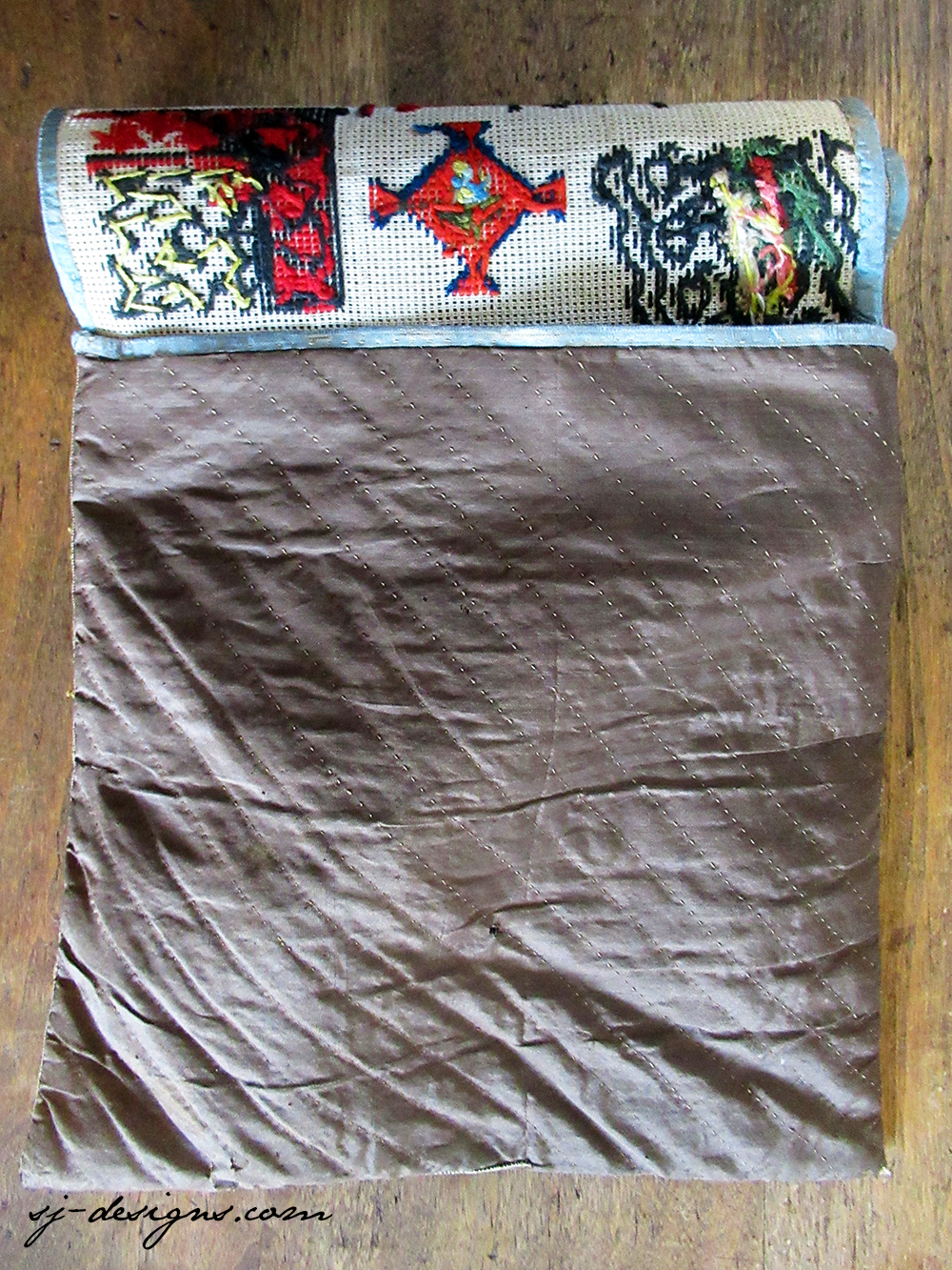 c1860 Berlin Work needlepoint sampler with fabric pouch | SJ Designs