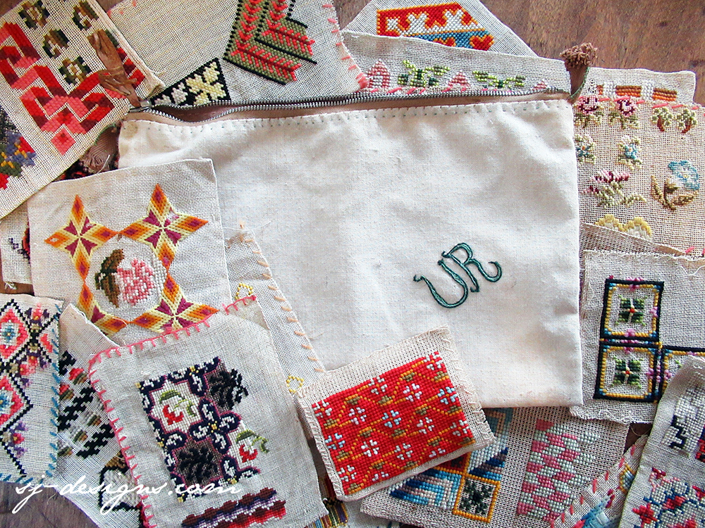 c1860 Berlin Work needlepoint pattern samples with zippered pouch | SJ ...