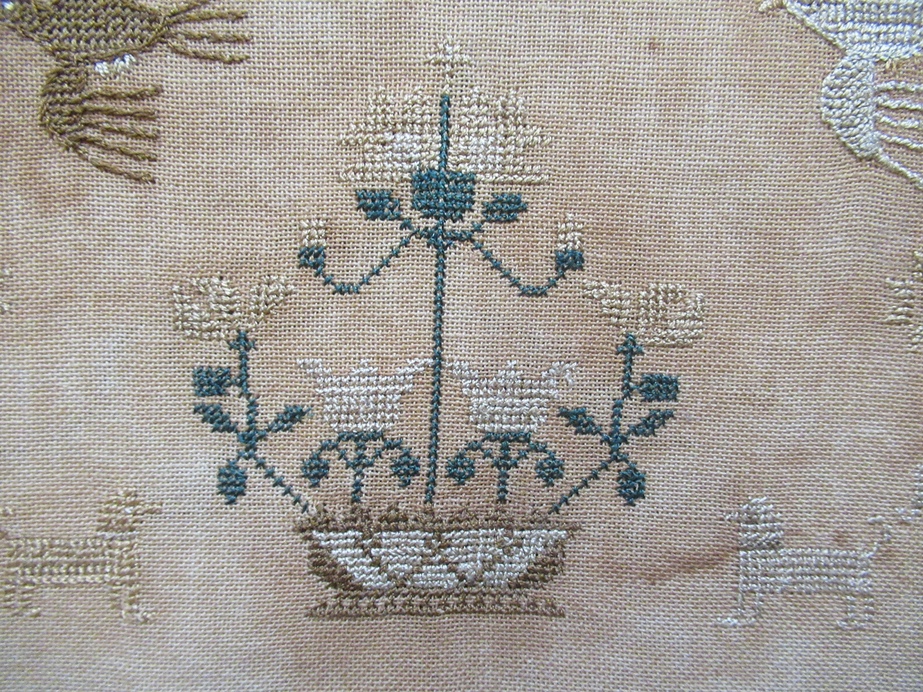 1842 Elizabeth A. Bradley aged 9 sampler with birds and flowers | SJ ...