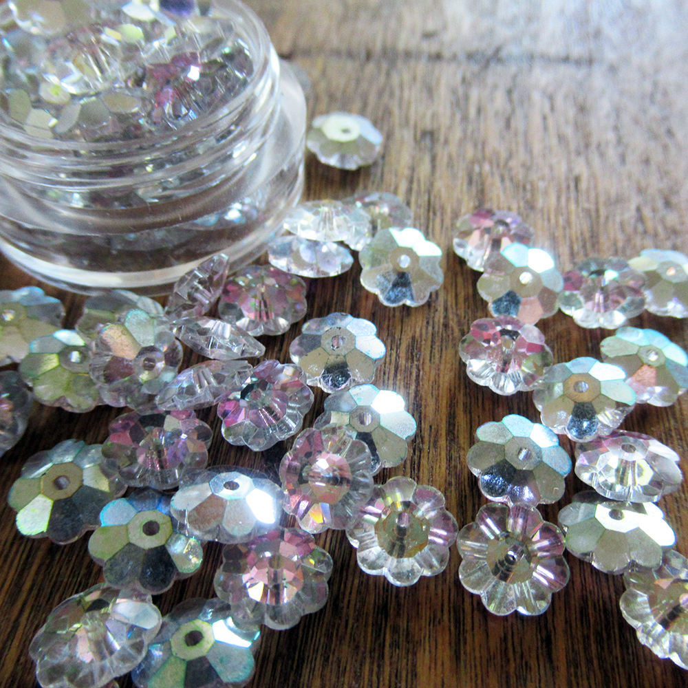 Swarovski 8mm Clear “Vitrail” Marguerite crystal beads | SJ Designs