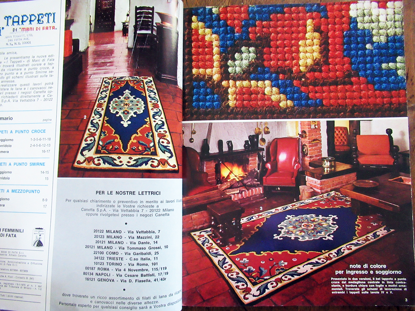 1973 I Tappeti rug patterns charted for needlepoint | SJ Designs